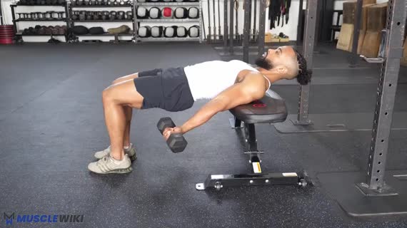MuscleWiki - Dumbbell Bench Braced Rolling Curl - Biceps