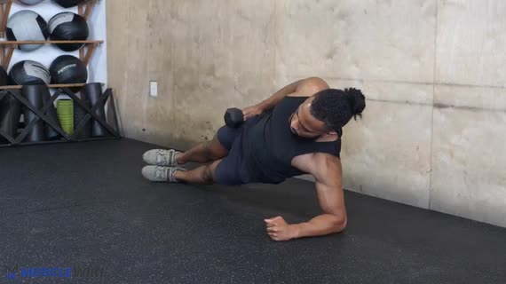 MuscleWiki - Dumbbell Elbow Side Plank - Obliques