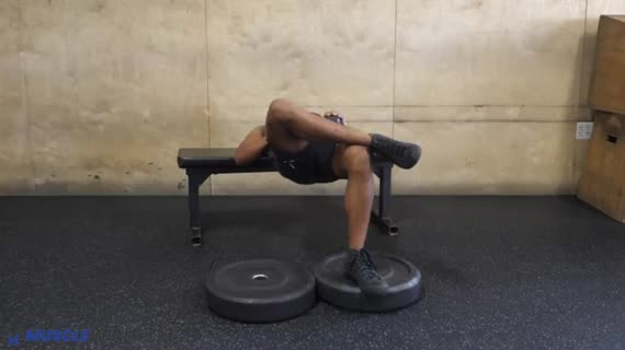 MuscleWiki - Dumbbell Figure Four Heels Elevated Hip Thrust - Glutes