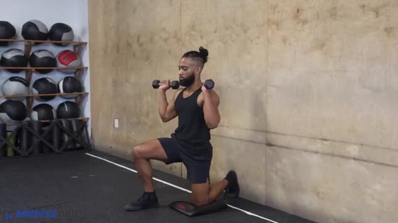 MuscleWiki - Dumbbell Half Kneeling Overhead Press - Shoulders