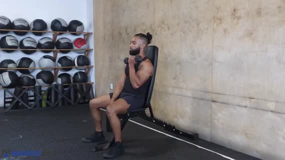 MuscleWiki - Dumbbell Seated Single Arm Arnold Press - Shoulders