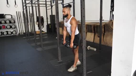MuscleWiki - Dumbbell Staggered Waiters Bow - Glutes