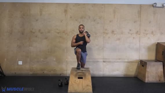 MuscleWiki - Kettlebell Single Arm Front Rack Step Up - Glutes