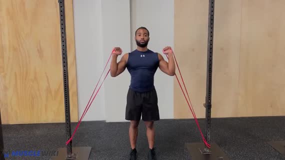 MuscleWiki - Band Overhead Press - Shoulders