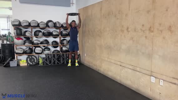 Plate Overhead Carry Exercise Guide - Abdominals Workout | MuscleWiki